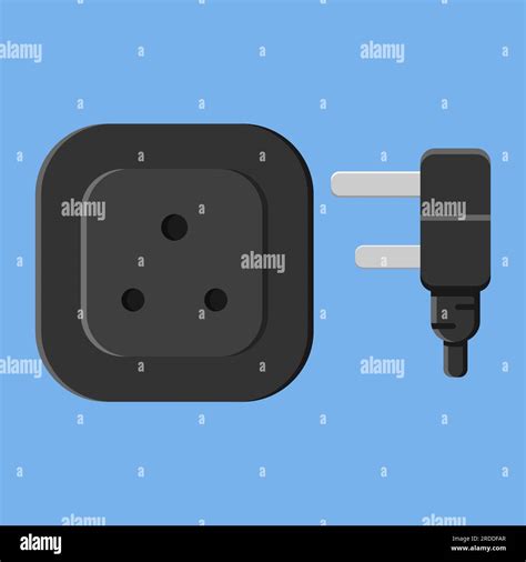 Power Outlet Plug Indian Type D M Black Vector Flat Illustration Stock