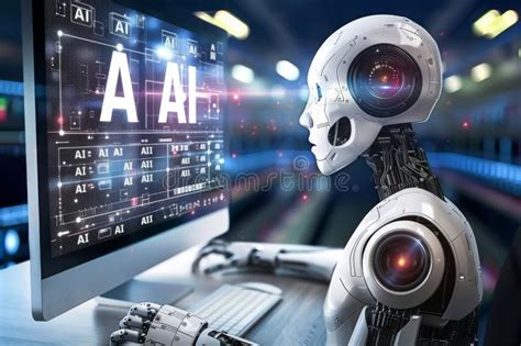 AI Robot with Digital Interface, Modern Technology, Advanced Computing, Futuristic Design, High ...