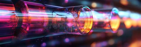 Vibrant Abstract Art Featuring Colorful Neon Light Refractions Through Glass Tubes In A