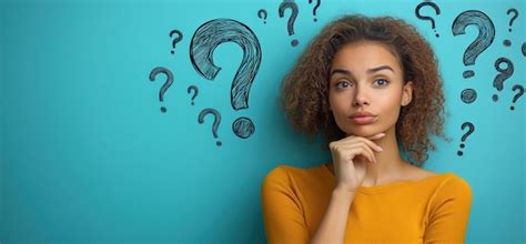 Woman Thinking With Question Marks Premium Ai Generated Image