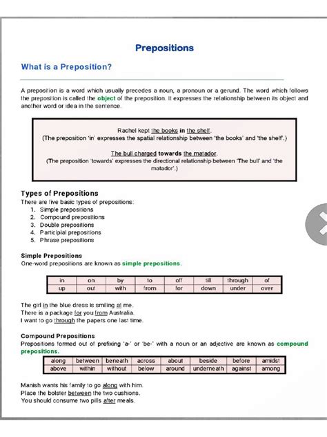 Preposition Icse Pdf