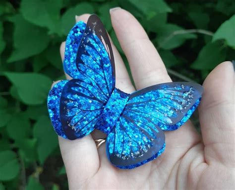 Блестящая бабочка! #заколка #ободок #девочкам #дочь #синий