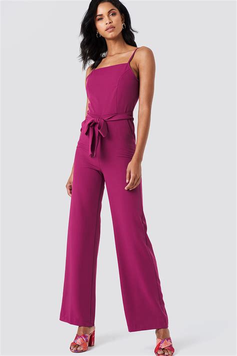 Spaghetti Strap Jumpsuit Fuchsia Na