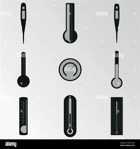 Set Of Objects On The Theme Of Thermometer And Temperature