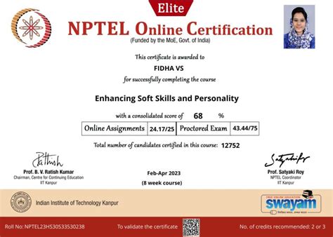 Fidha Vs On Linkedin Nptel Iitkanpur Softskills Personaldevelopment