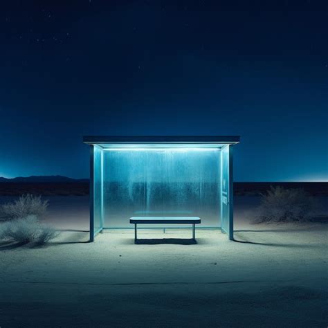 Premium Ai Image An Empty Bus Stop At Night
