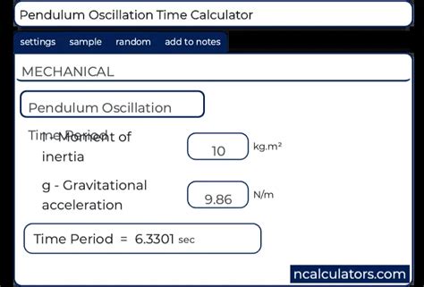 Pendulum Oscillation Time Calculator