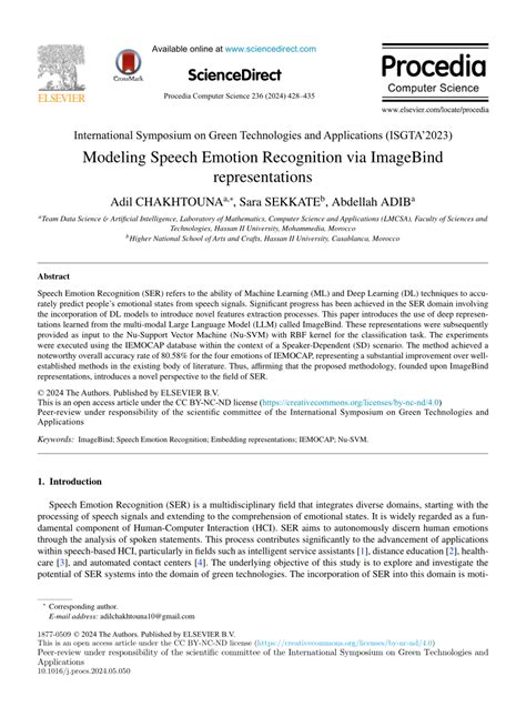 Pdf Modeling Speech Emotion Recognition Via Imagebind Representations