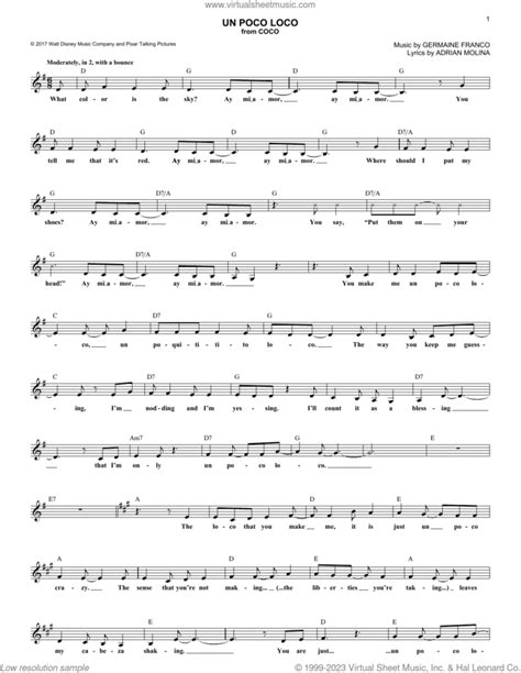 Un Poco Loco From Coco Sheet Music Fake Book Pdf