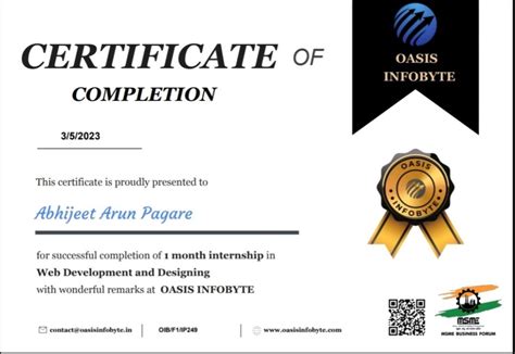 Abhijeet Pagare On Linkedin Internship Oasisinfobyte Certificate Webdevelopment