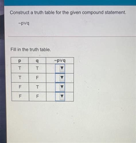 solved construct a truth table for the given compound