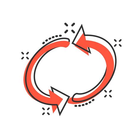 Arrow Rotation Icon In Comic Style Sync Action Vector Cartoon Illustration On White Isolated