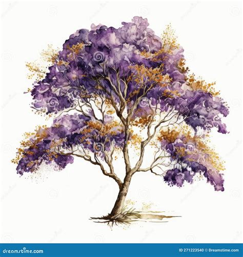 Acuarela Jacaranda Floral Hermoso Conjunto De Acuarelas Aislado En