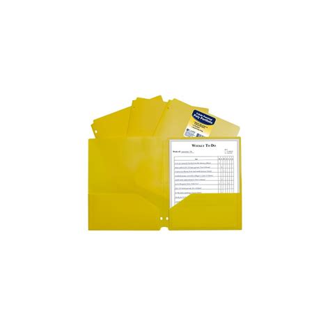 Poly 2 Pocket Folder 3 Hole Punched Yellow