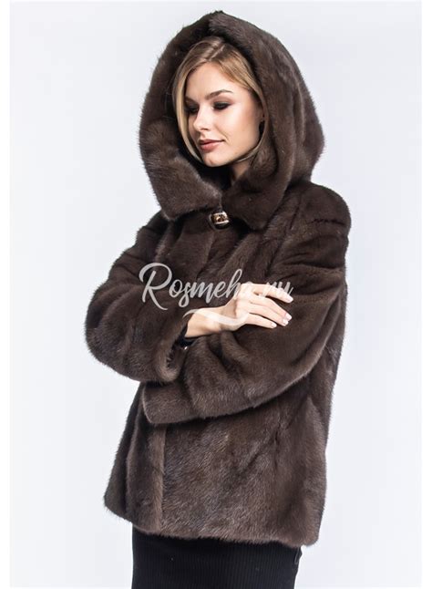 Короткая норковая шуба с капюшоном (12-7009) купить в интернет магазине ...