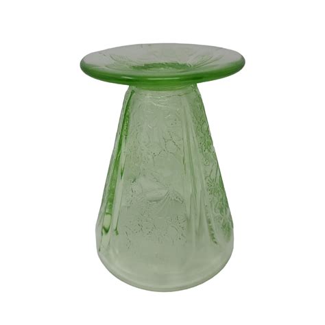 Jeannette Cherry Blossom Uranium Green 4 Oz Footed Tumbler