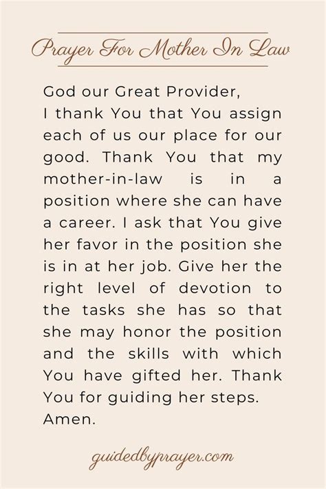 Prayer For Mother In Law Expressing Love Thanks And Blessings
