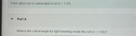 Solved A Thin Glass Rod Is Submerged In Oil 1 29 Part