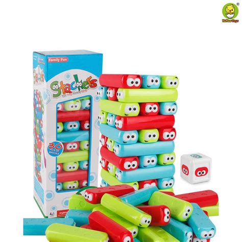 Colored Cartoon Tumbling Tower Stacking Blocks Games Educational Stacking Toy Brick Tower