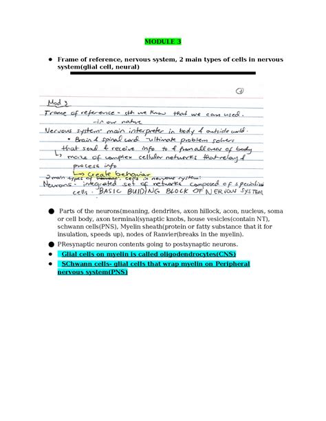 Psy1101f Module 3 Biology And Neuroscience Exams Psychology Docsity