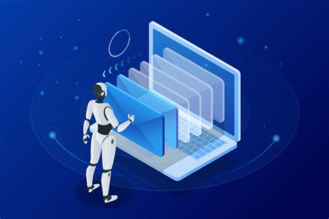 Robot Isometrik Manusia Dengan Kecerdasan Buatan Bekerja Dengan