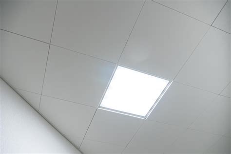 Premium Photo Square Lamp On A White Office Ceiling Interior Design