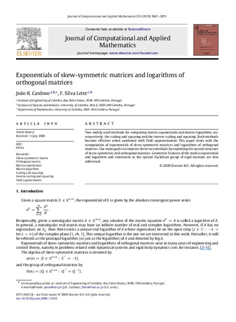 pdf computing the square root and logarithm of a real p orthogonal matrix