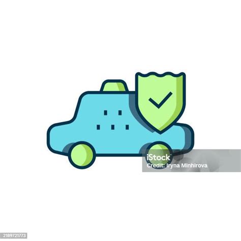 채워진 개요 택시 자동차 보험 아이콘 절연 통하고 있는 White Background 그림자가 있는 평면으로 채워진 윤곽선 스타일입니다 벡터 Brand Name