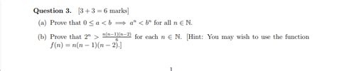 Solved Question 3 3 3 6 Marks A Prove That 0 Chegg Com