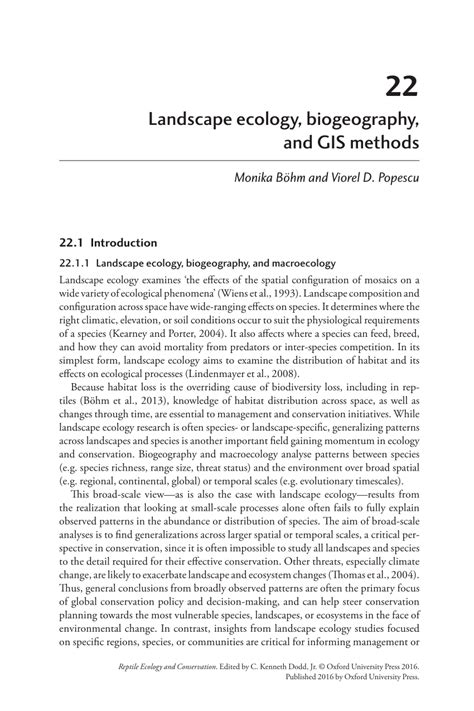Pdf Landscape Ecology Biogeography And Gis Methods