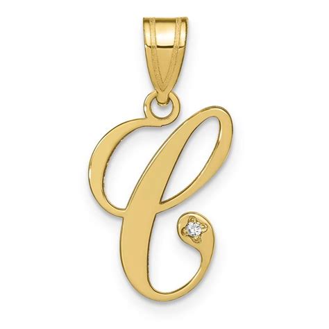 14 Karat Diamond Script Letter C Initial Pendant Initial Pendant