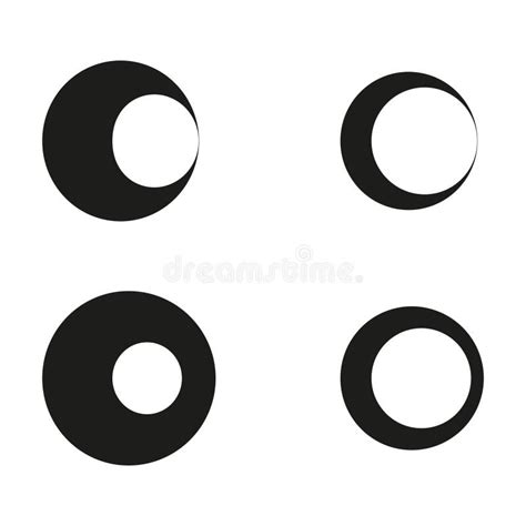 Lunar Phase Icon Crescent Moon Vector Circular Geometric Shape Black