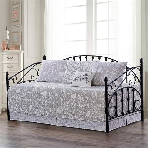 Bilot Birdsong Gray 6 Piece Quilted Daybed Bedding Cover Set With