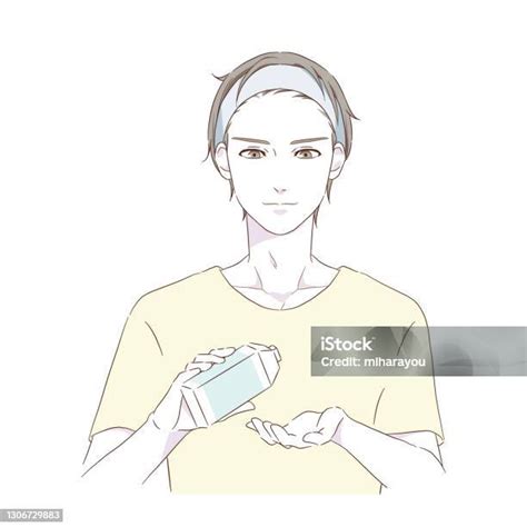 스킨 케어를 신경 쓰는 남자의 일러스트 벡터 남자에 대한 스톡 벡터 아트 및 기타 이미지 남자 남자들만 만화 Istock
