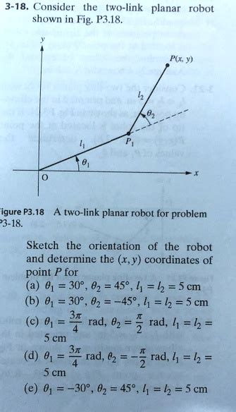 solved consider the two link planar robot shown in fig p3 18 p x y