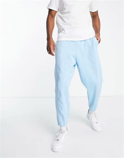 Asos Design Co Ord Oversized Joggers With Piping In Pastel Blue Asos