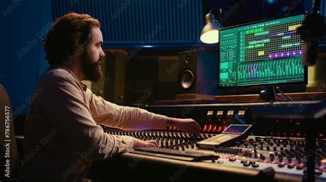 Professional Tracking Engineer Editing Music By Adding Sound Effects In