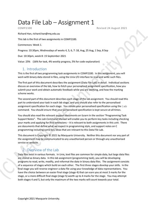 Assignment Data File Lab Data File Lab Assignment Com P Rev Ised August