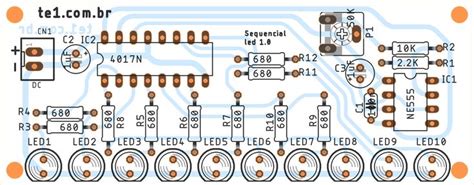 Sequential Led Flasher Using Ic 4017 And 555 Led Sequential Printed