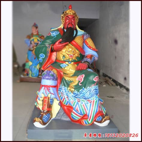 玻璃钢彩绘关公雕塑 卓景雕塑公司