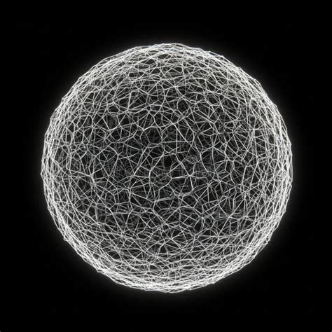 A Spherical Structure Made Of Interwoven White Lines Resembling A Complex Mesh Or Stock