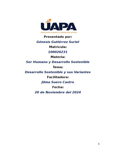 Tarea 3 Ser Humano Y Desarrollo Sostenible Pdf Sustentabilidad