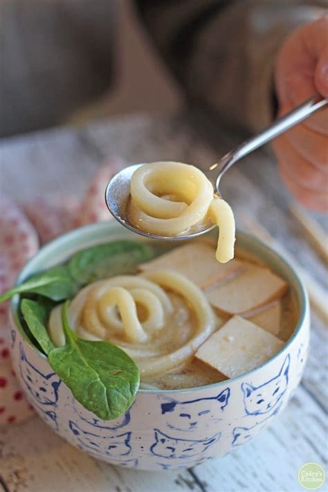Udon Noodle Soup With Miso Tahini Broth Vegan Cadry S Kitchen