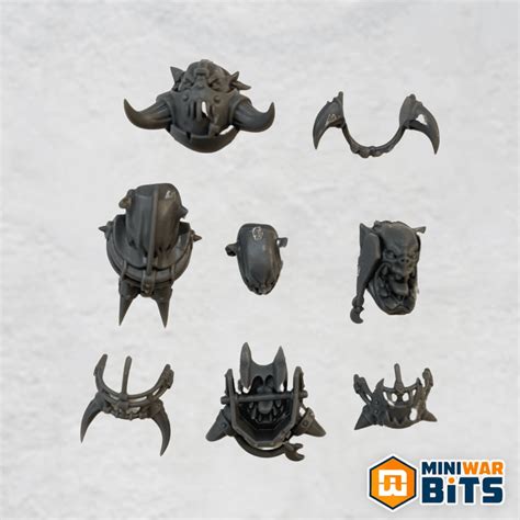 Thunder Valley Greenskins Black Orc Head Bits Miniwar Bits