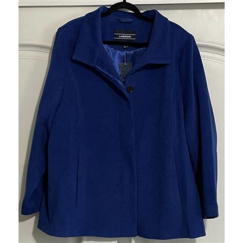 New Lands End Fully Lined Royal Blue Peacoat Jacket Gem
