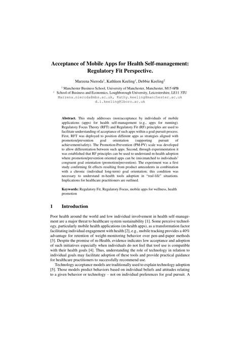 Pdf Acceptance Of Mobile Apps For Health Self Management Regulatory