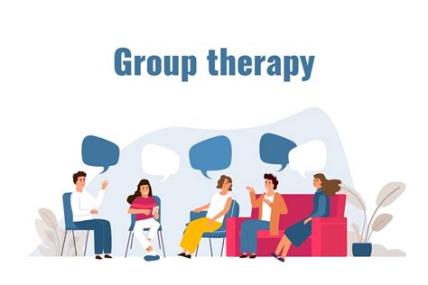 Group Therapy Addiction Treatment Session Cartoon People W