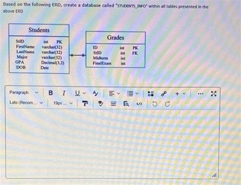 Solved Based On The Following Erd Create A Database Called