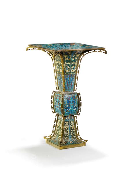 GRAND VASE ARCHAÏSANT EN ÉMAUX CLOISONNÉS GU buy a quality stock
