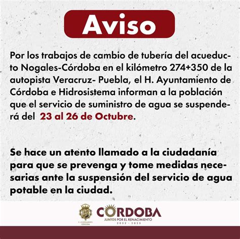 Prevéngase Suspensión Temporal del Servicio de Agua Potable H